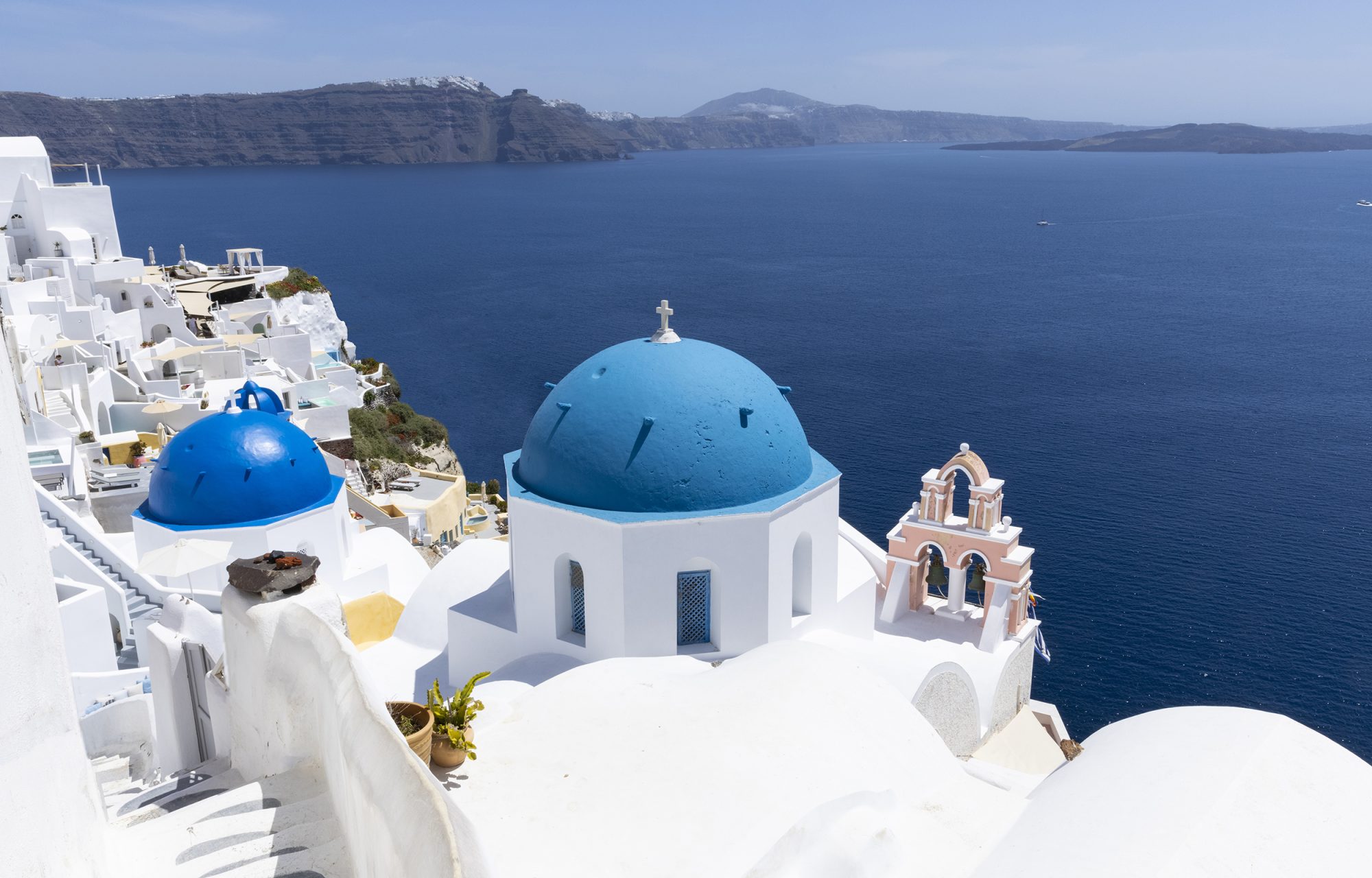Santorini Blue Domes - Beth Schneider Photography